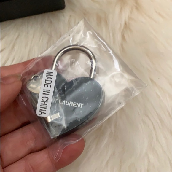Saint Laurent | Accessories | Saint Laurent Black Heart Lock Key ...